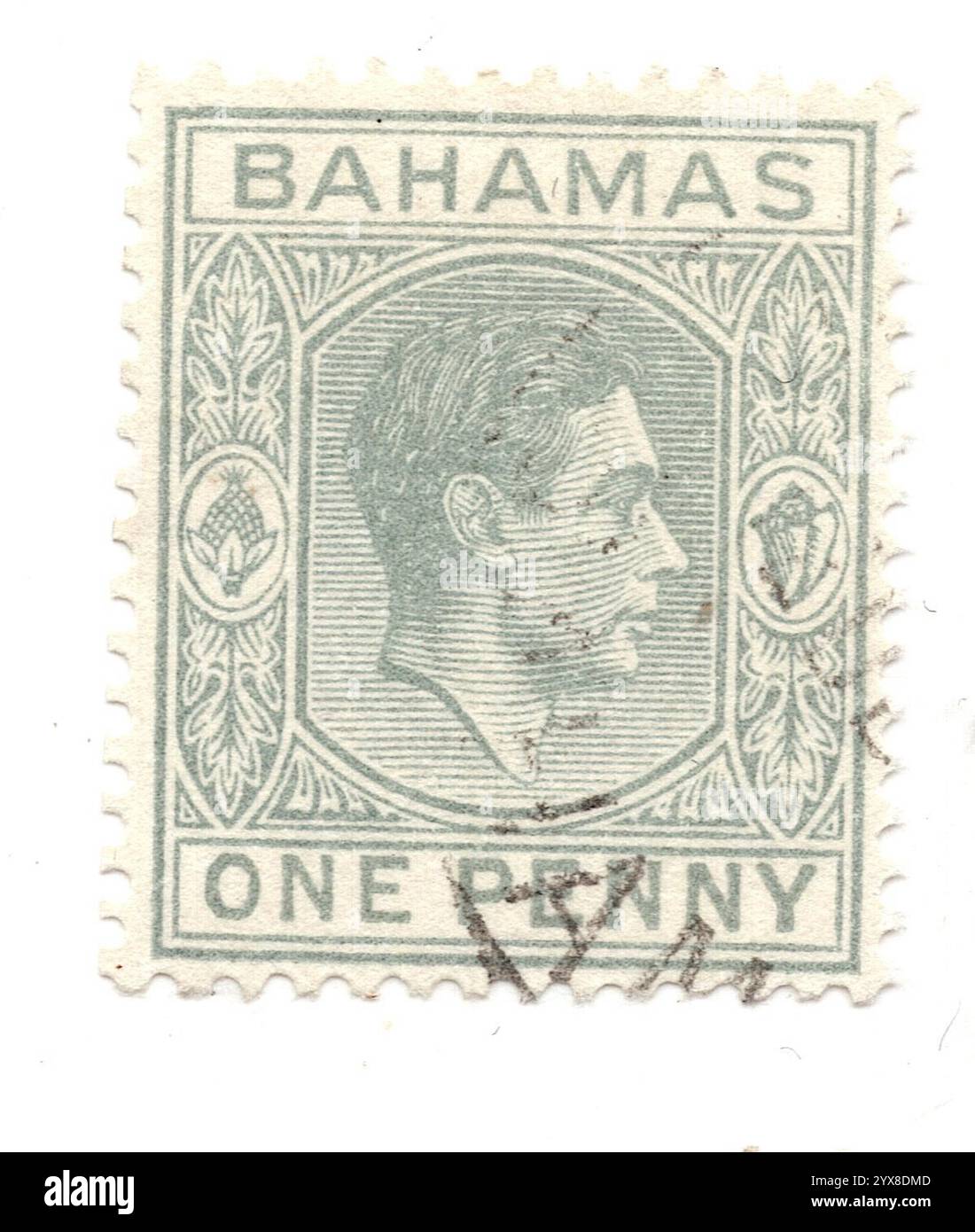A vintage King George VI postage stamp from the Bahamas isolated on a ...