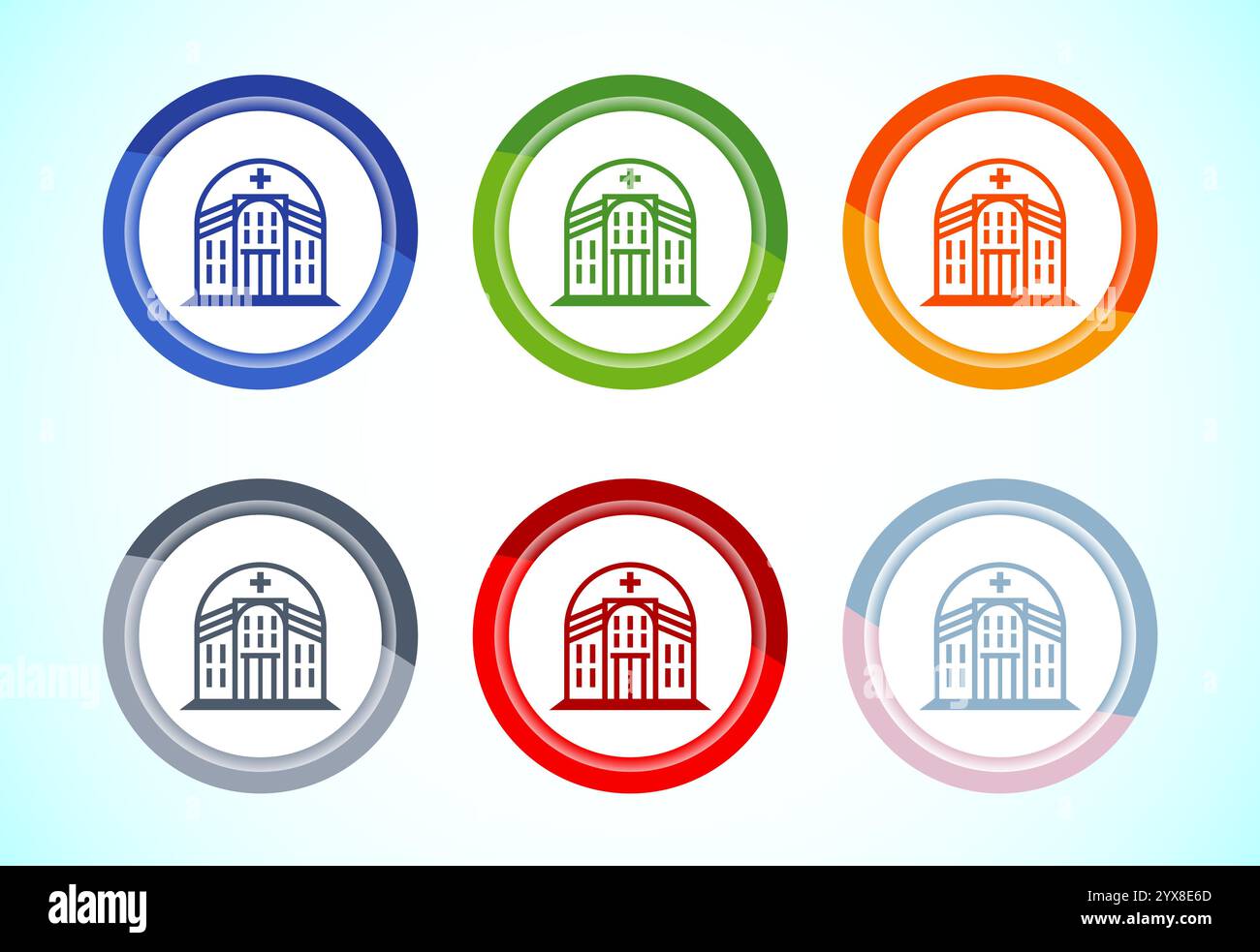 Hospital building icon design Medical sign symbol. Button Design Set ...