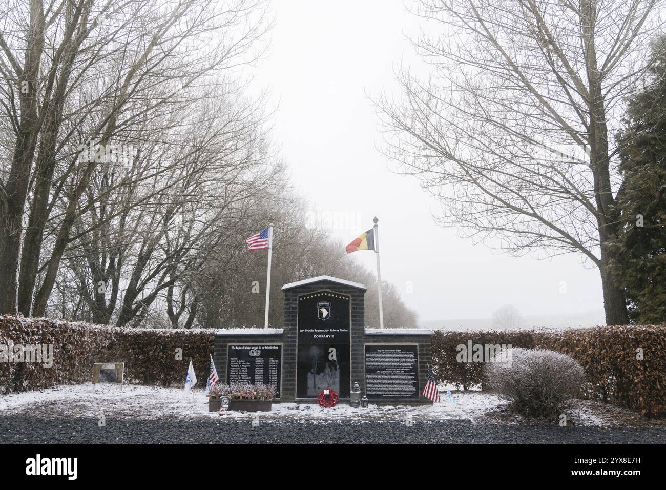 Bastogne, Belgium. 14th Dec, 2024. The 101st Airborne monument pictured ...