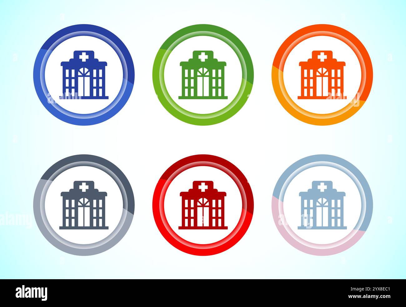 Hospital building icon design Medical sign symbol. Button Design Set ...