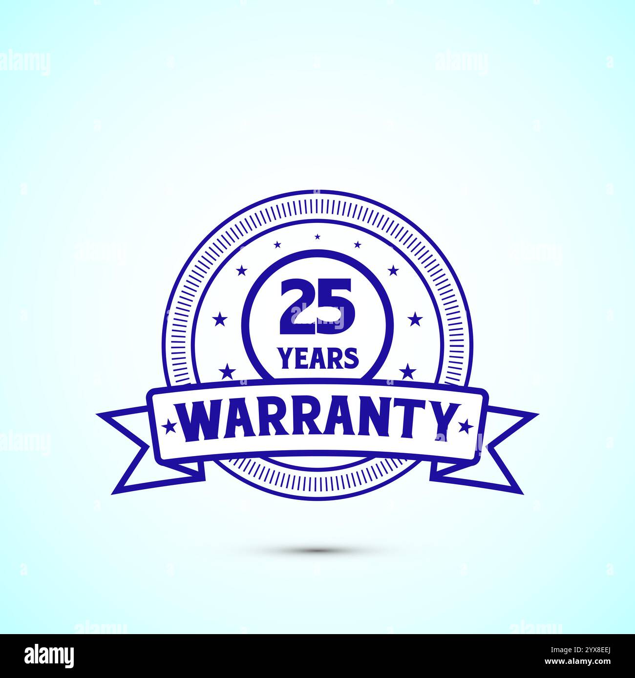 25 Years warranty label, badge, icon, logo, with blue color Stock ...