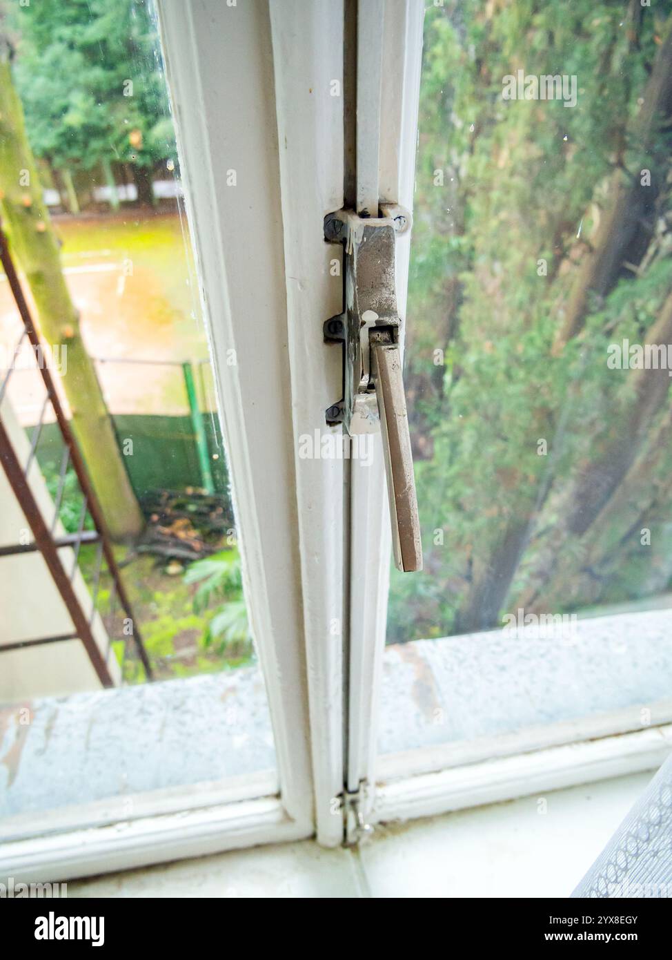 Locking mechanism of an old wooden window of the USSR Stock Photo - Alamy