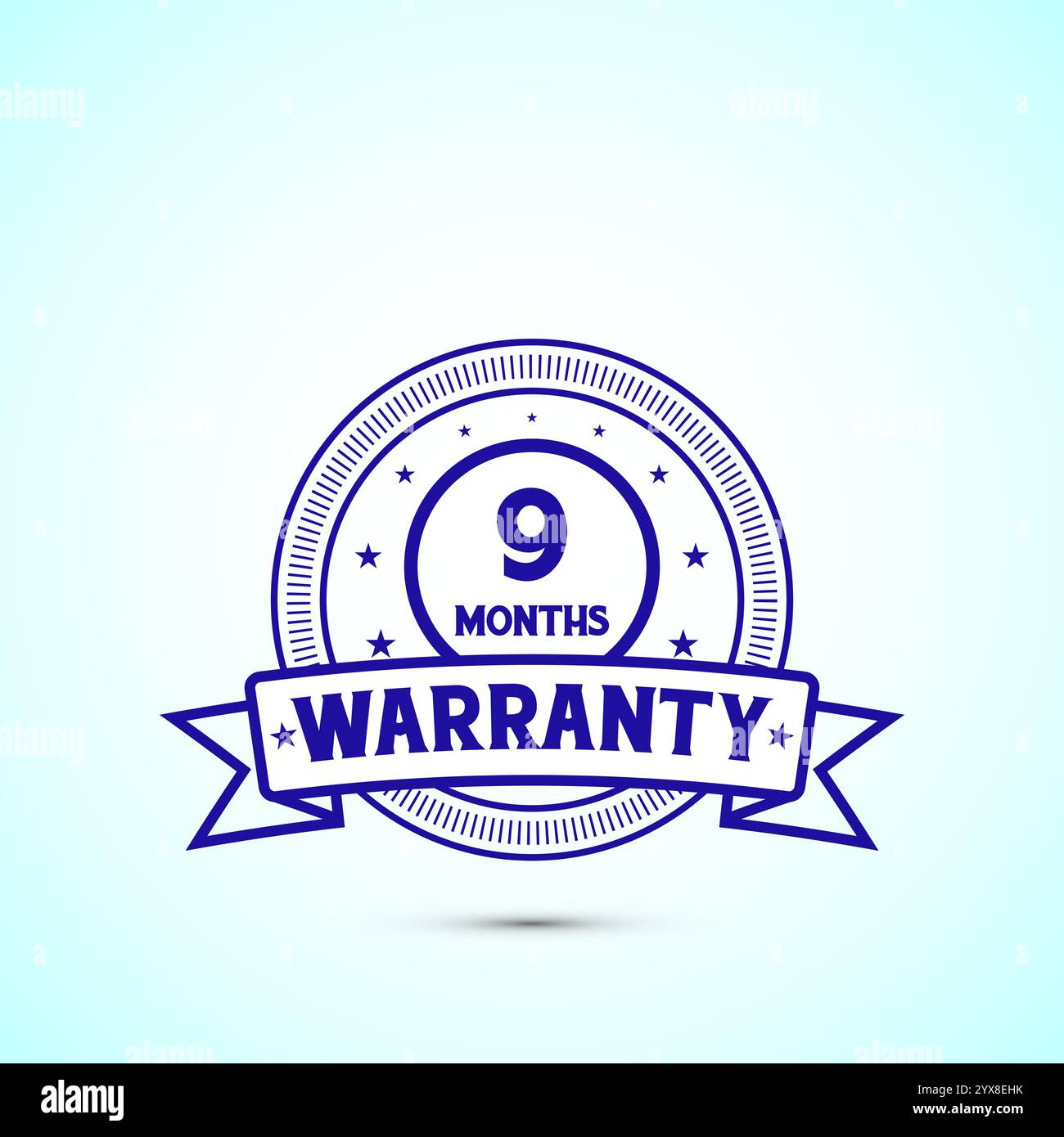 9 months warranty label, badge, icon, logo, with blue color Stock ...