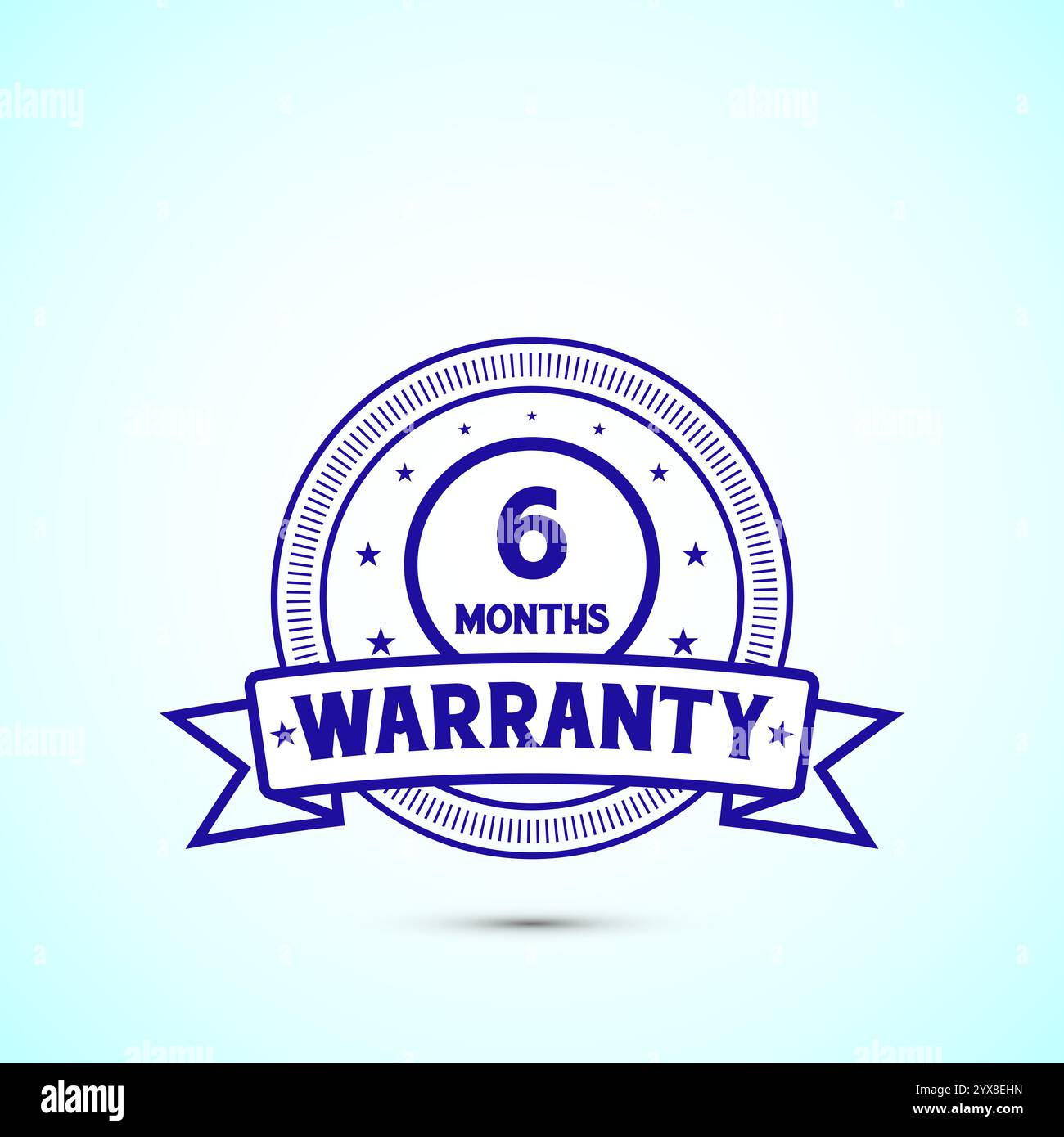 6 months warranty label, badge, icon, logo, with blue color Stock ...