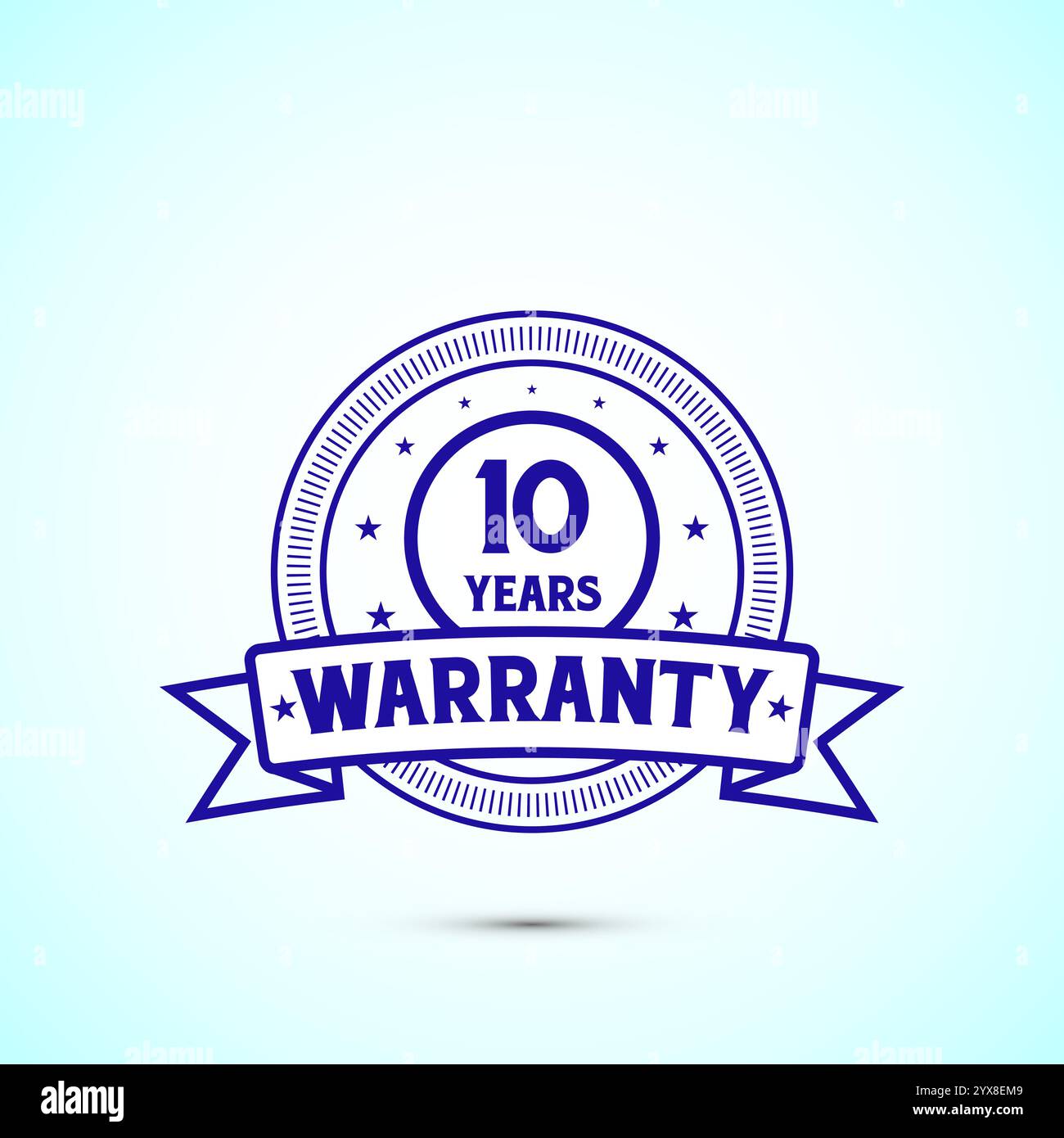 10 Years warranty label, badge, icon, logo, with blue color Stock ...