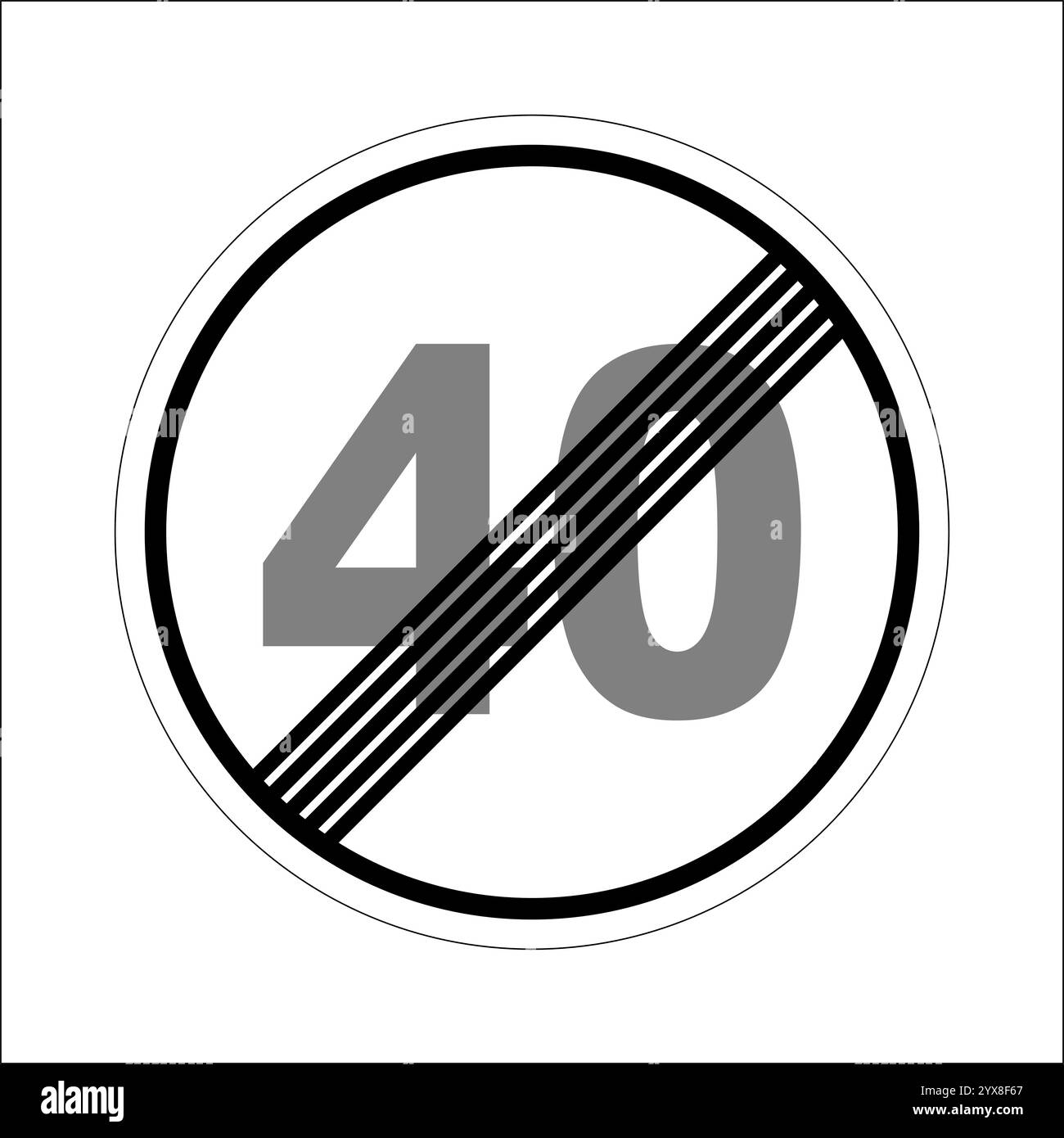Round traffic sign showing the end of minimum speed limit 40 kilometers per hour Stock Vector ...