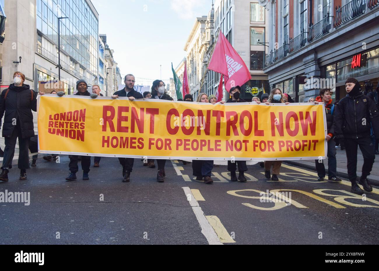 London, UK. 14th December 2024. Renters march in Oxford Street in ...