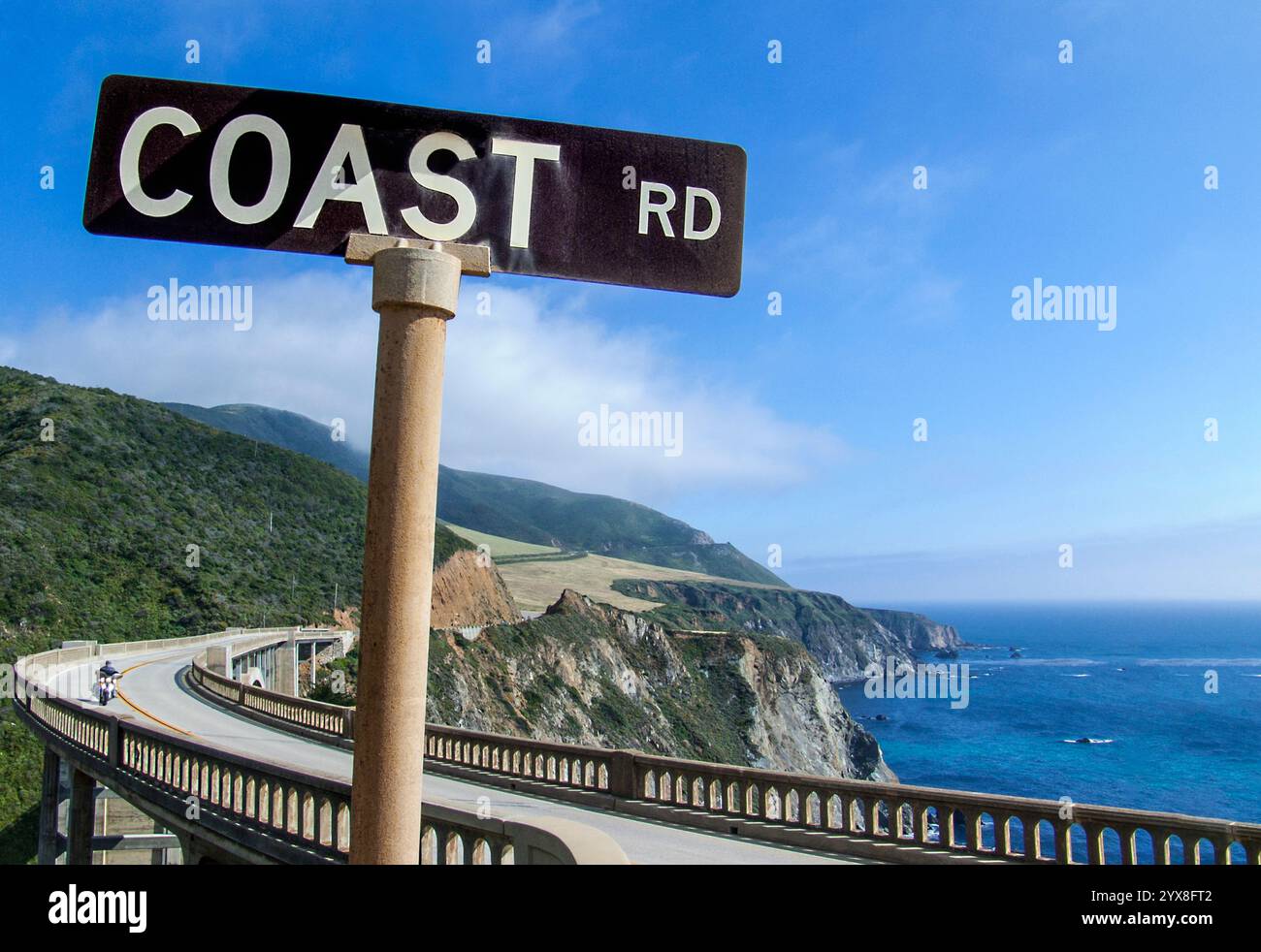 COAST ROAD SIGN at Bixby Bridge Monterey California Highway One., with ...