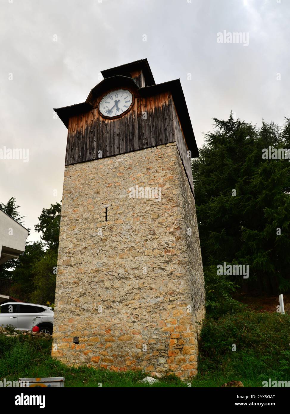Historical Clock Tower in Ohrid, Macedonia Stock Photo - Alamy