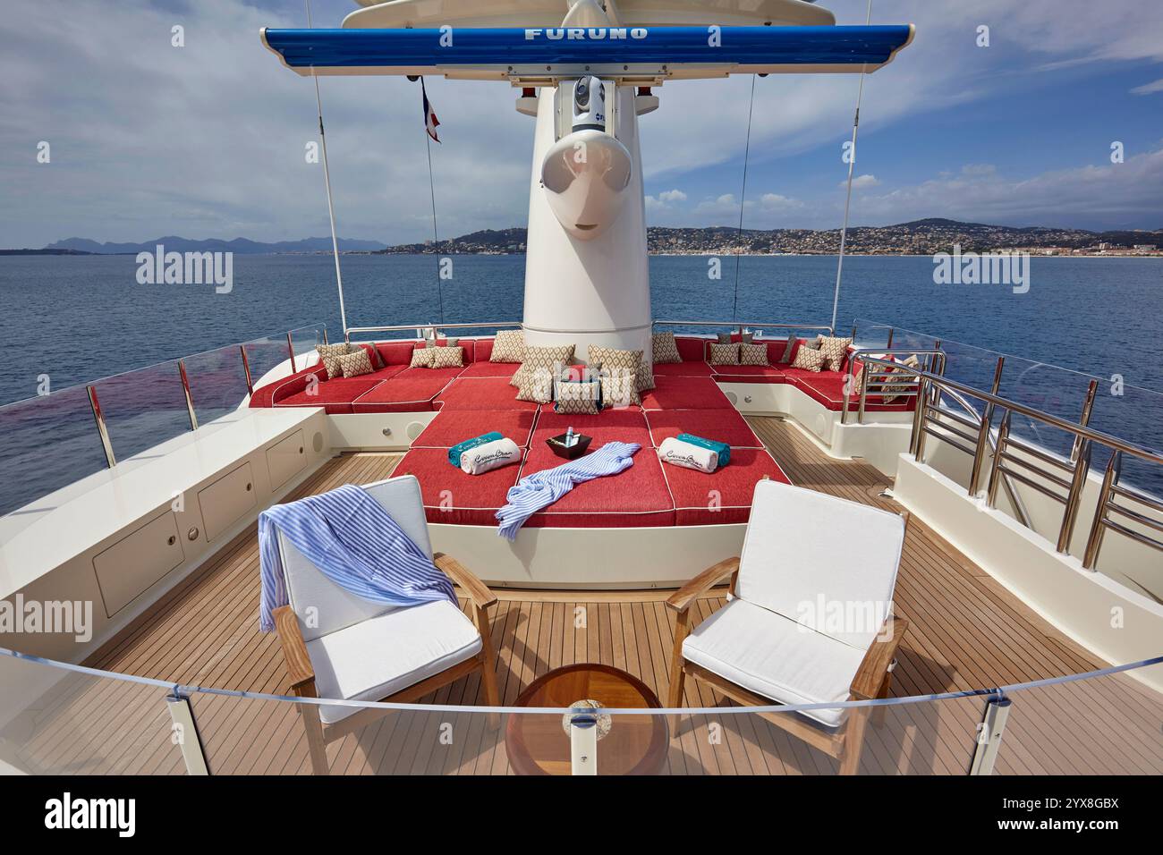 Luxury Superyacht Sundeck With Sea View and Comfortable Lounging Area ...