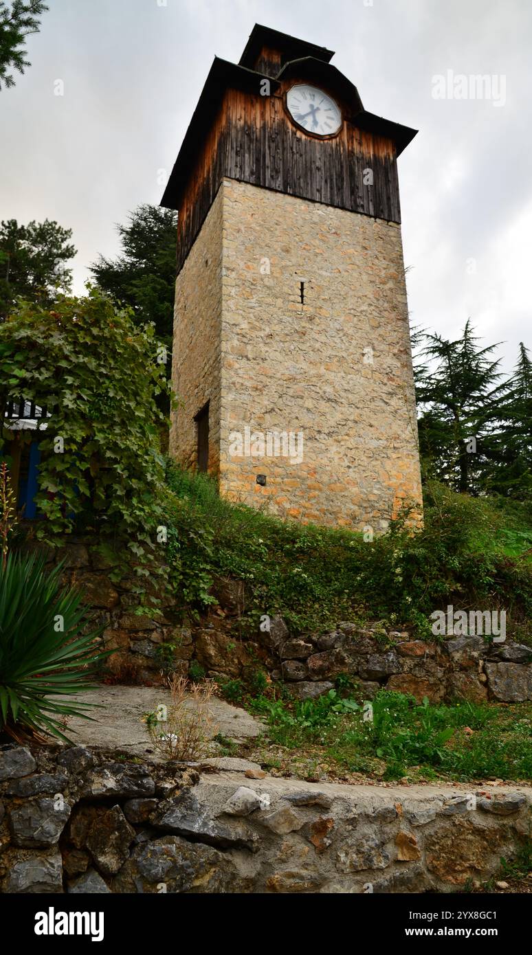 Historical Clock Tower in Ohrid, Macedonia Stock Photo - Alamy
