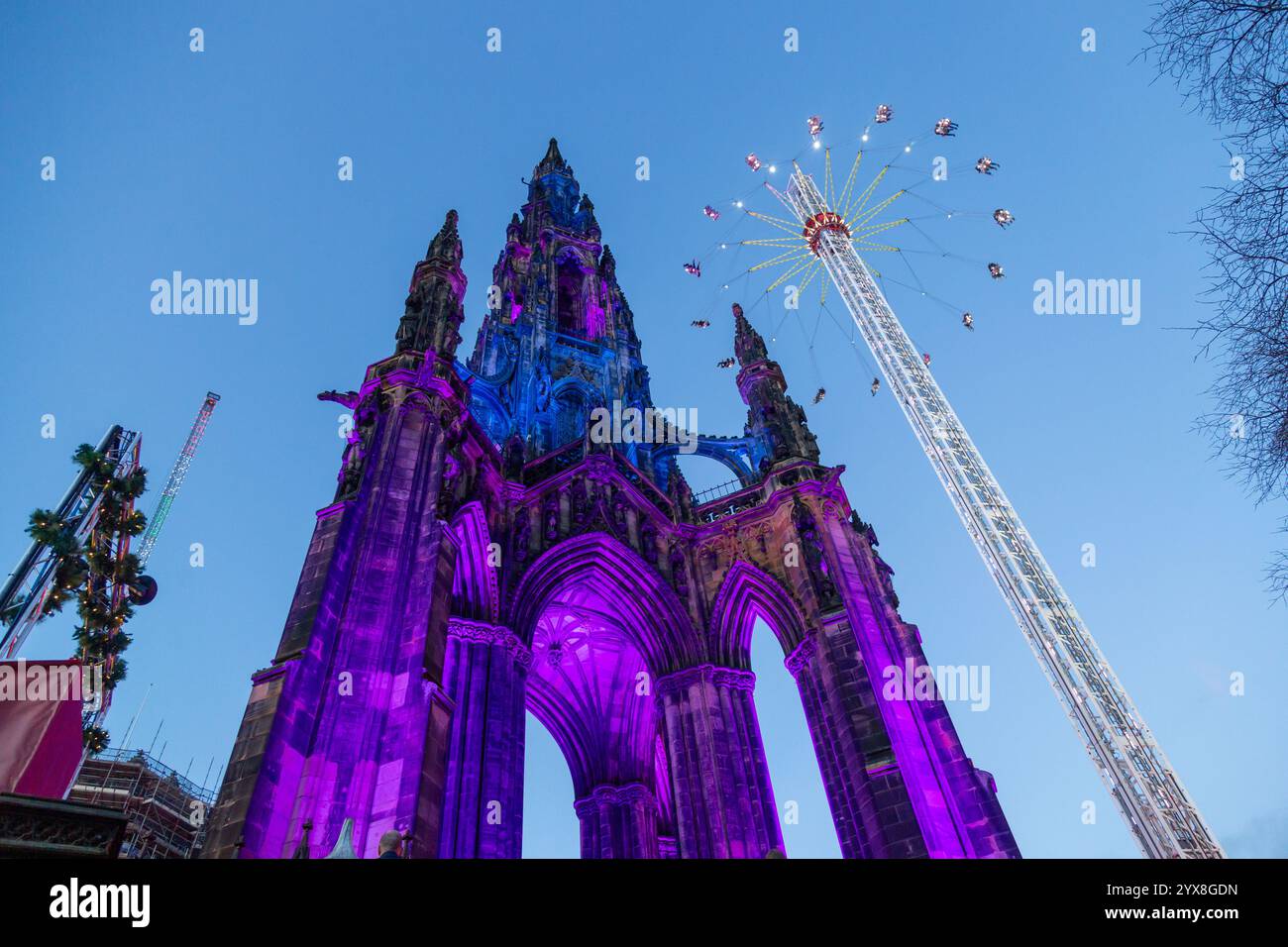 The Star Flyer a 262ft amusement ride next to the Scott Monument ...