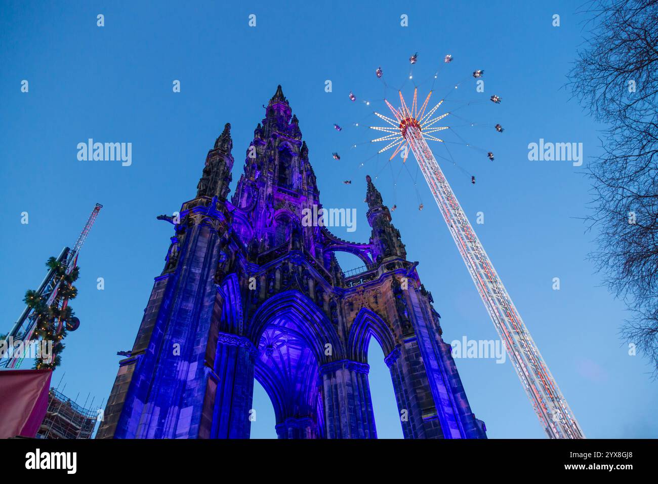 The Star Flyer a 262ft amusement ride next to the Scott Monument ...