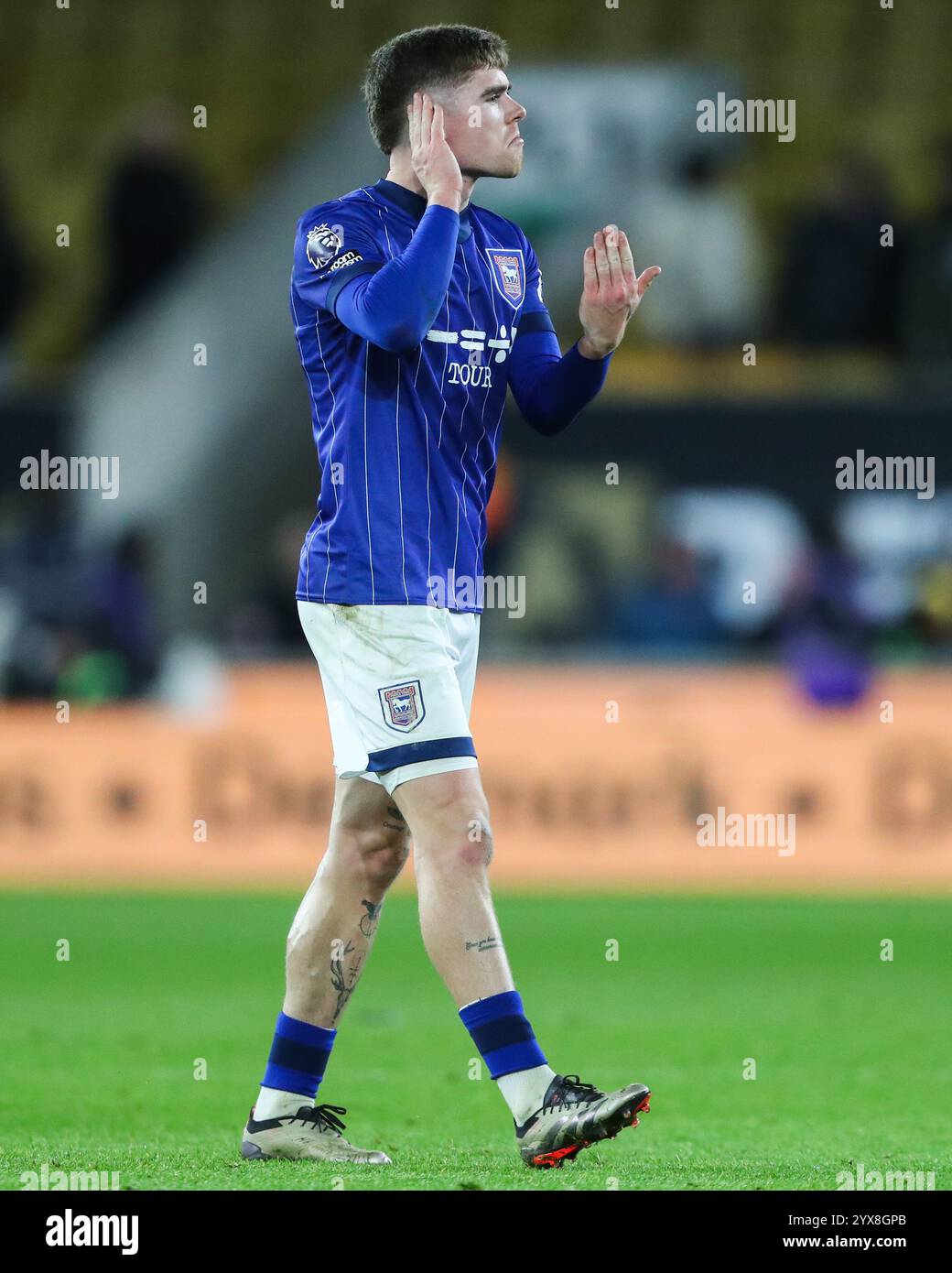 Leif Davis of Ipswich Town gestures to the crowd after the Premier ...