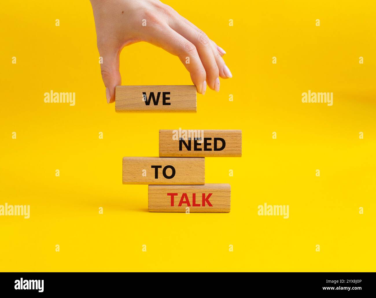 We need to talk symbol. Concept words We need to talk on wooden blocks ...