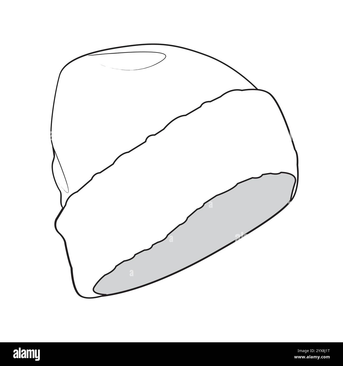 Fisherman beanie technical line drawing vector mockup template Stock ...