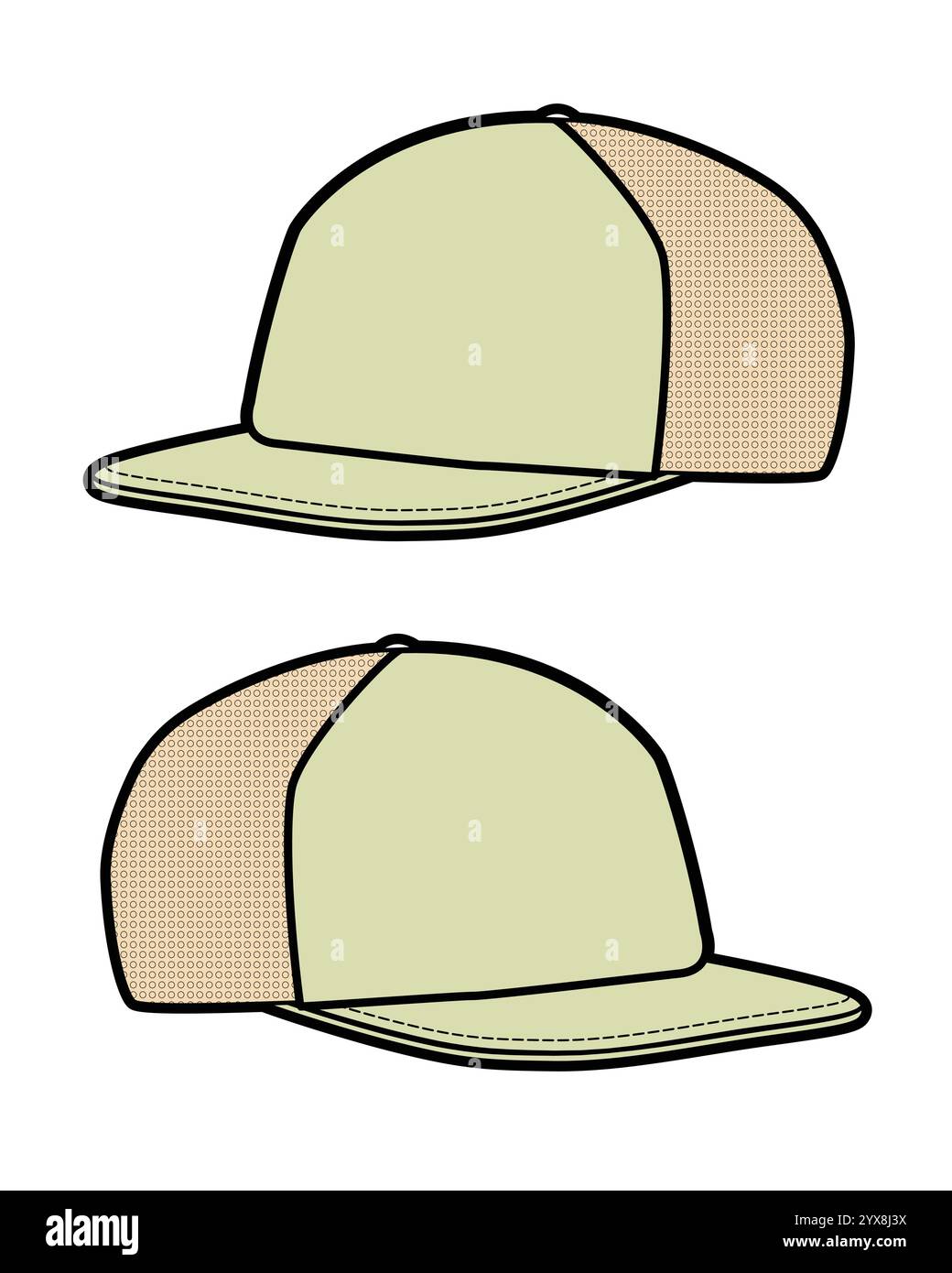 Mesh panel cap vector mockup template technical drawing Stock Vector ...