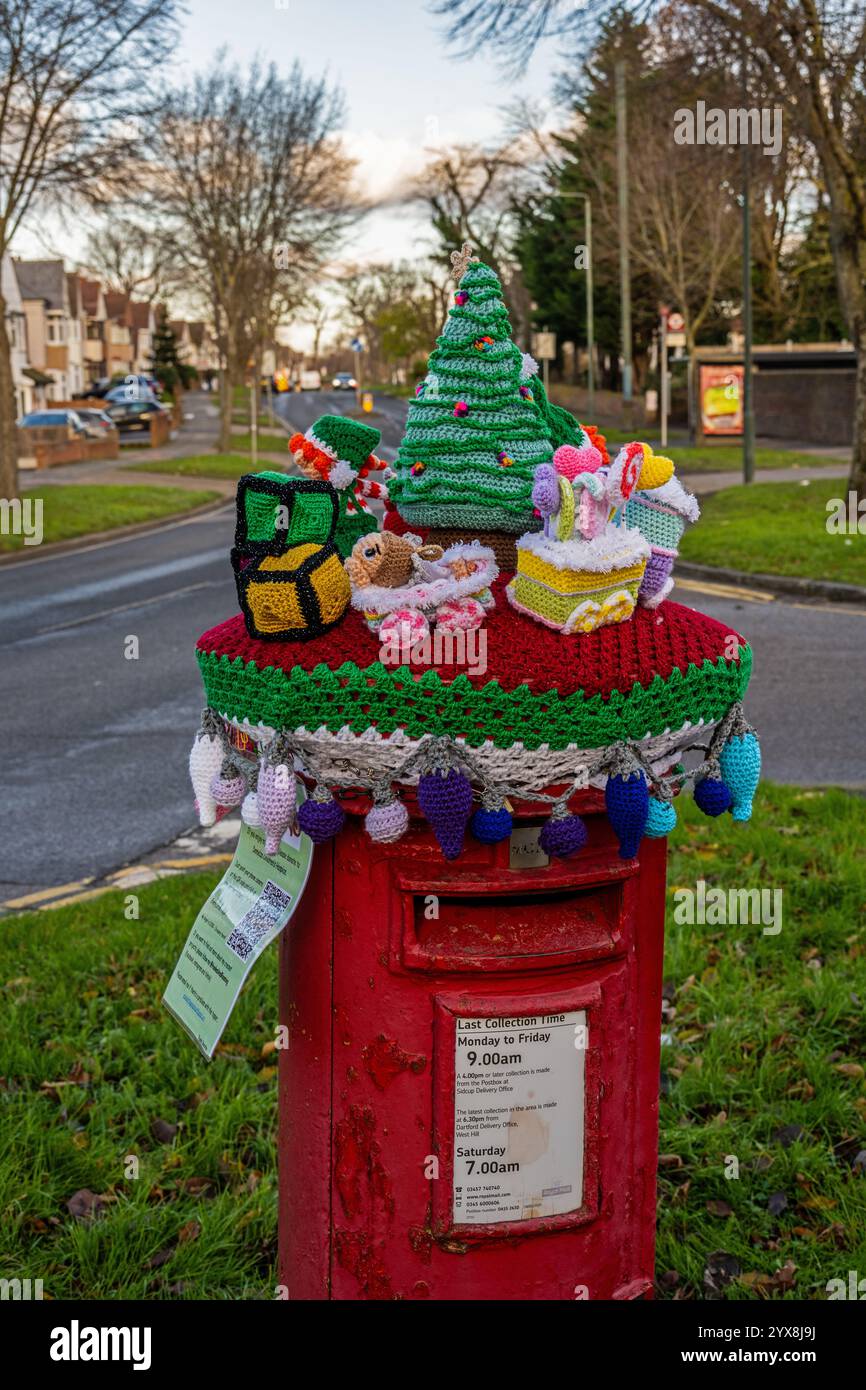 Christmas Post Box topper, Sidcup Kent, England Stock Photo - Alamy