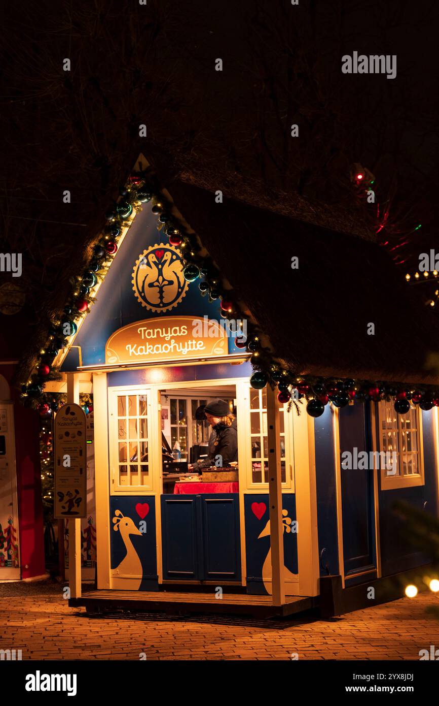 Blue chocolate house in Tivoli, Copenhagen, decorated with Christmas ...