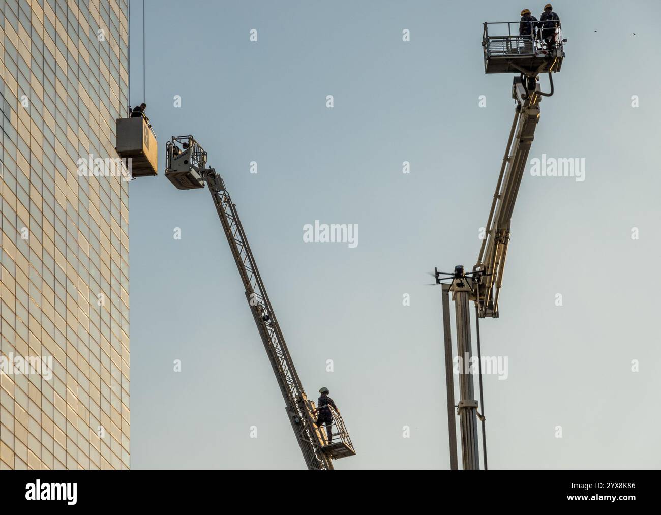 Amman, Jordan - 12 November 2024: Firemen monitoring rescue from hoist ...