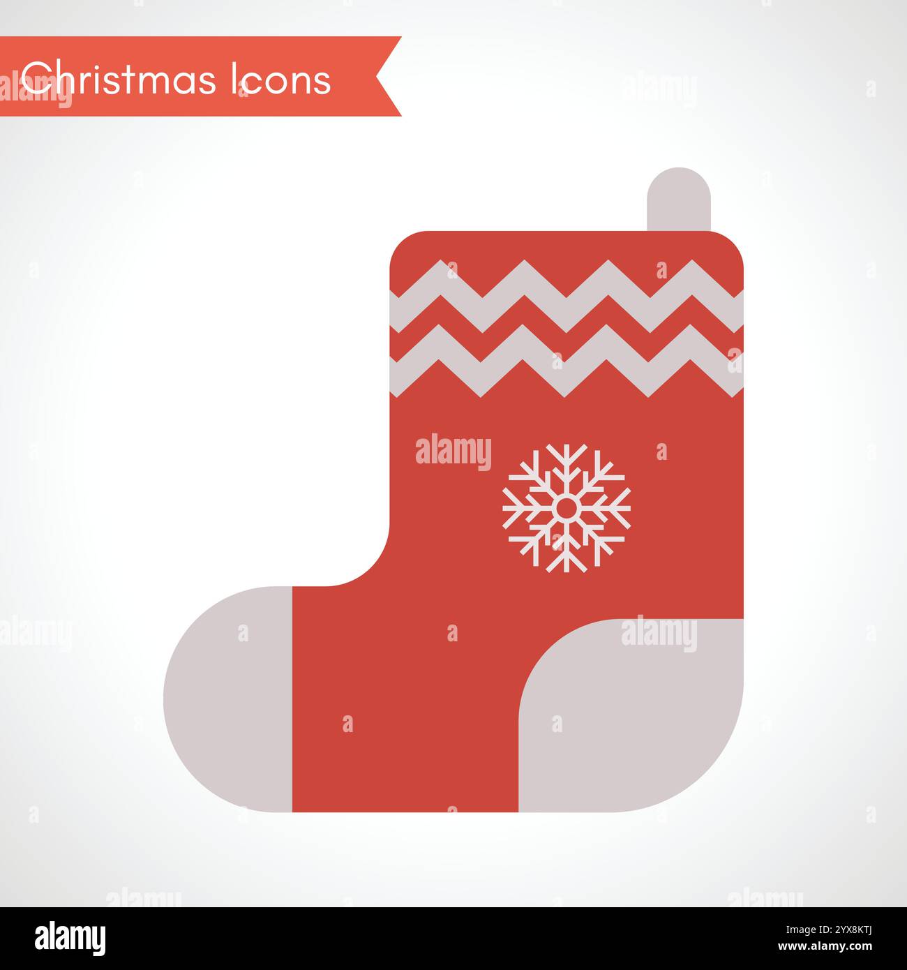 Christmas red sock for gifts. Christmas Icon. Vector illustration Stock ...