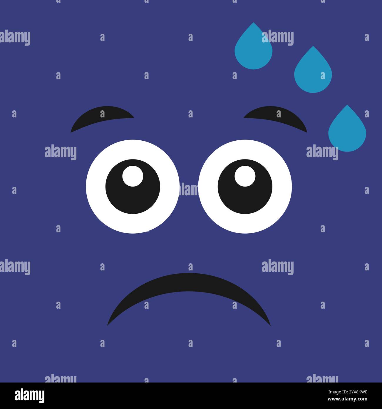 Dissatisfied sweaty face on color background. Vector illustration Stock ...