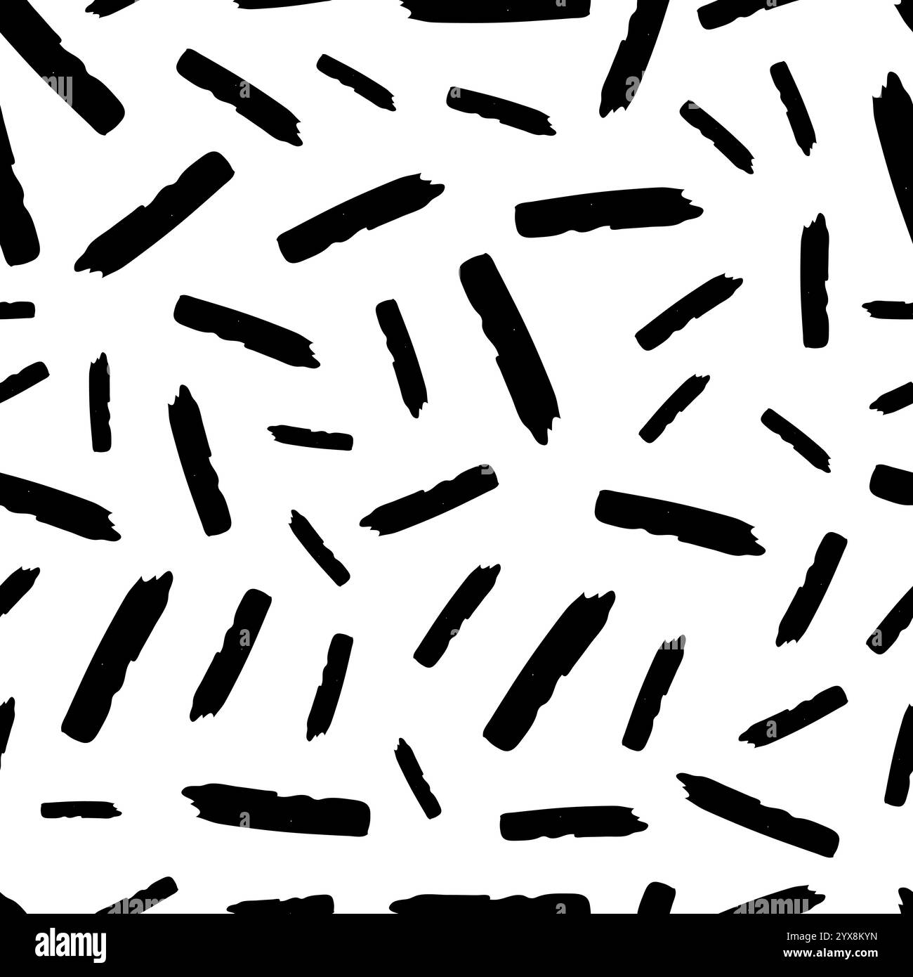 Seamless pattern with dark hand drawn scribble smear on white background. Abstract grunge ...
