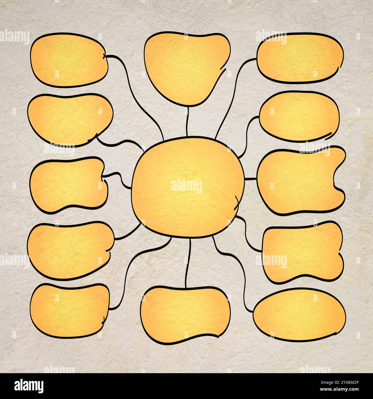 simple flowchart sketch or mind map infographics template with 13 blank ...
