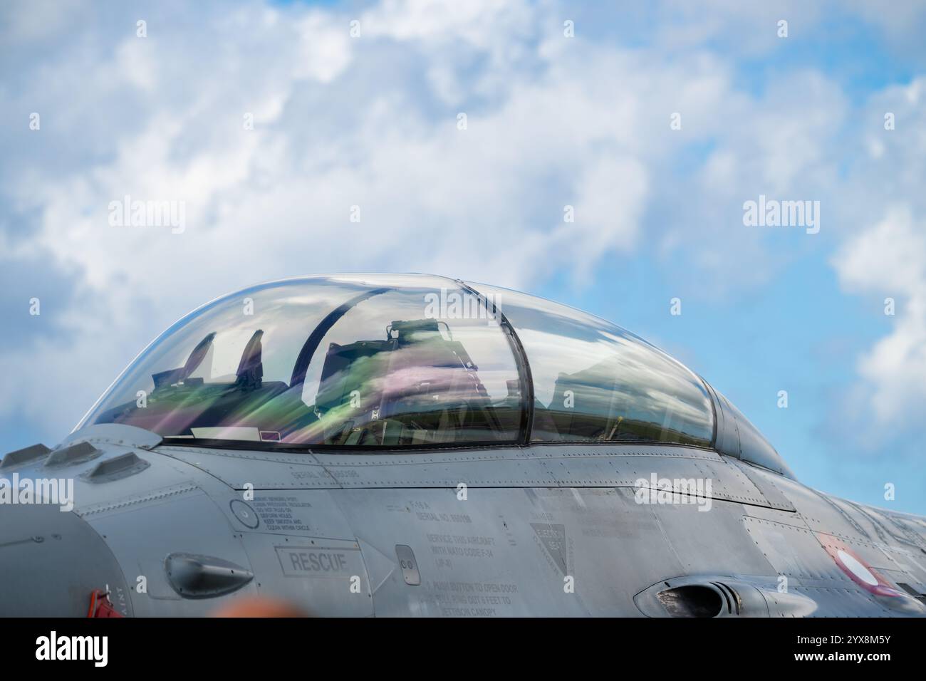 Sola, Norway - June 16 2024: Canopy of a General Dynamics F-16 fighter ...