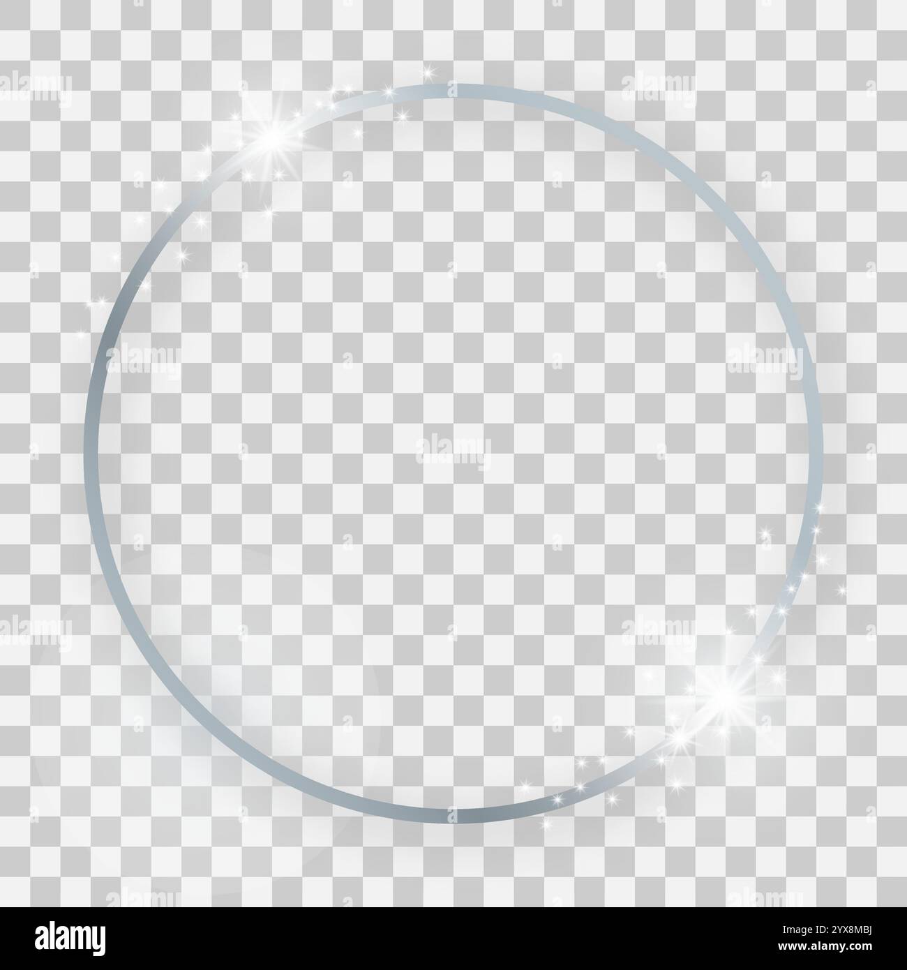Silver shiny round frame with glowing effects and shadows on ...