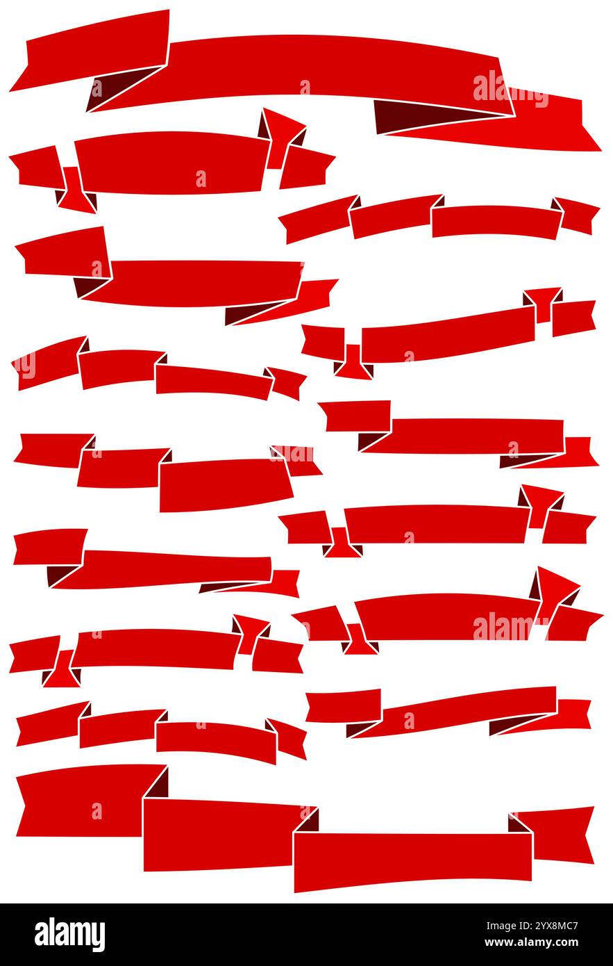 Set of fifteen red cartoon ribbons and banners for web design. Great ...