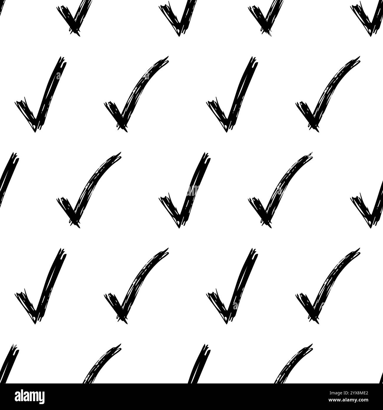 Seamless pattern with hand drawn check symbols. Black sketch check ...