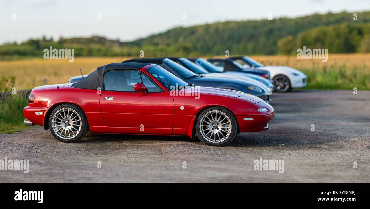 Kungälv, Sweden - July 25 2024: Collection of Mazda MX-5 convertible ...