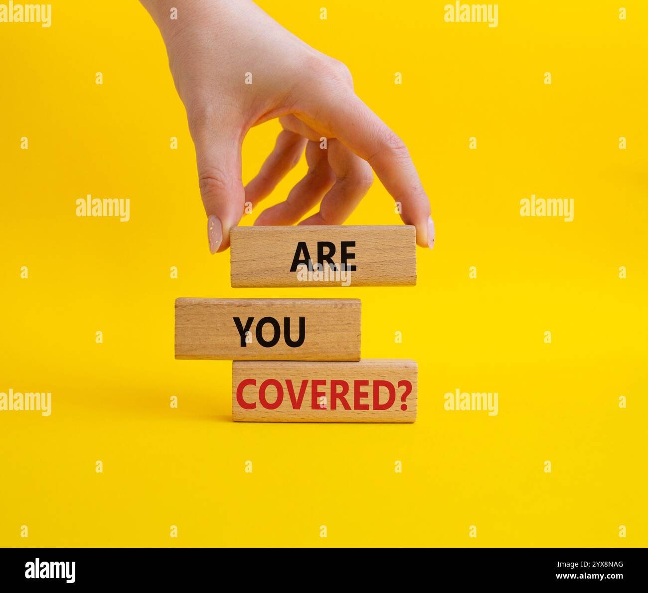 Are you covered symbol. Concept words Are you covered on wooden blocks ...