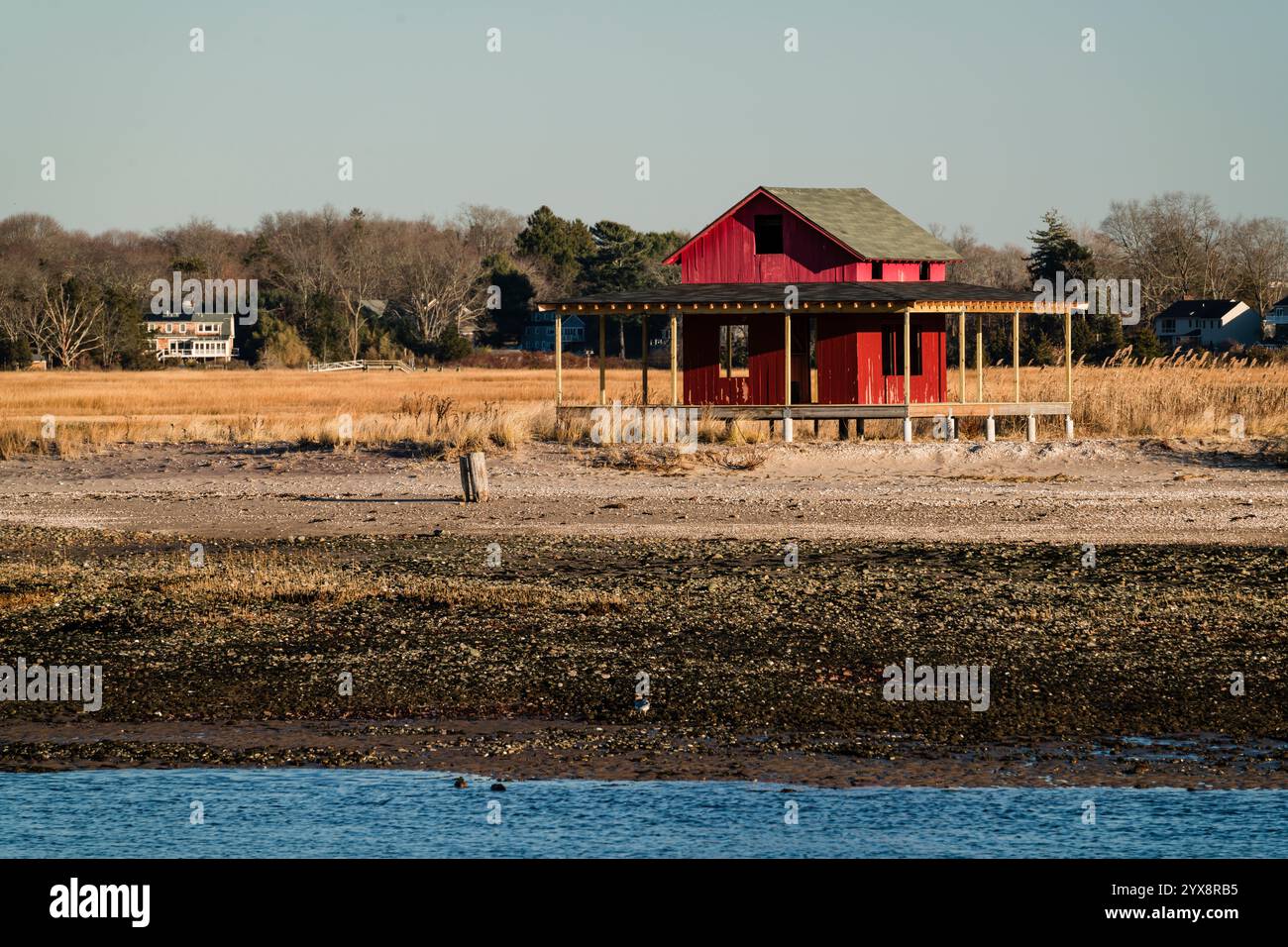Grass Island Red Shack Guilford, Connecticut, USA Stock Photo - Alamy