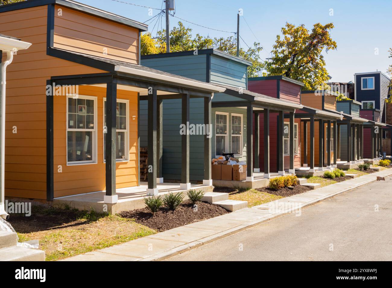 Colorful tiny house development under construction in Baltimore ...
