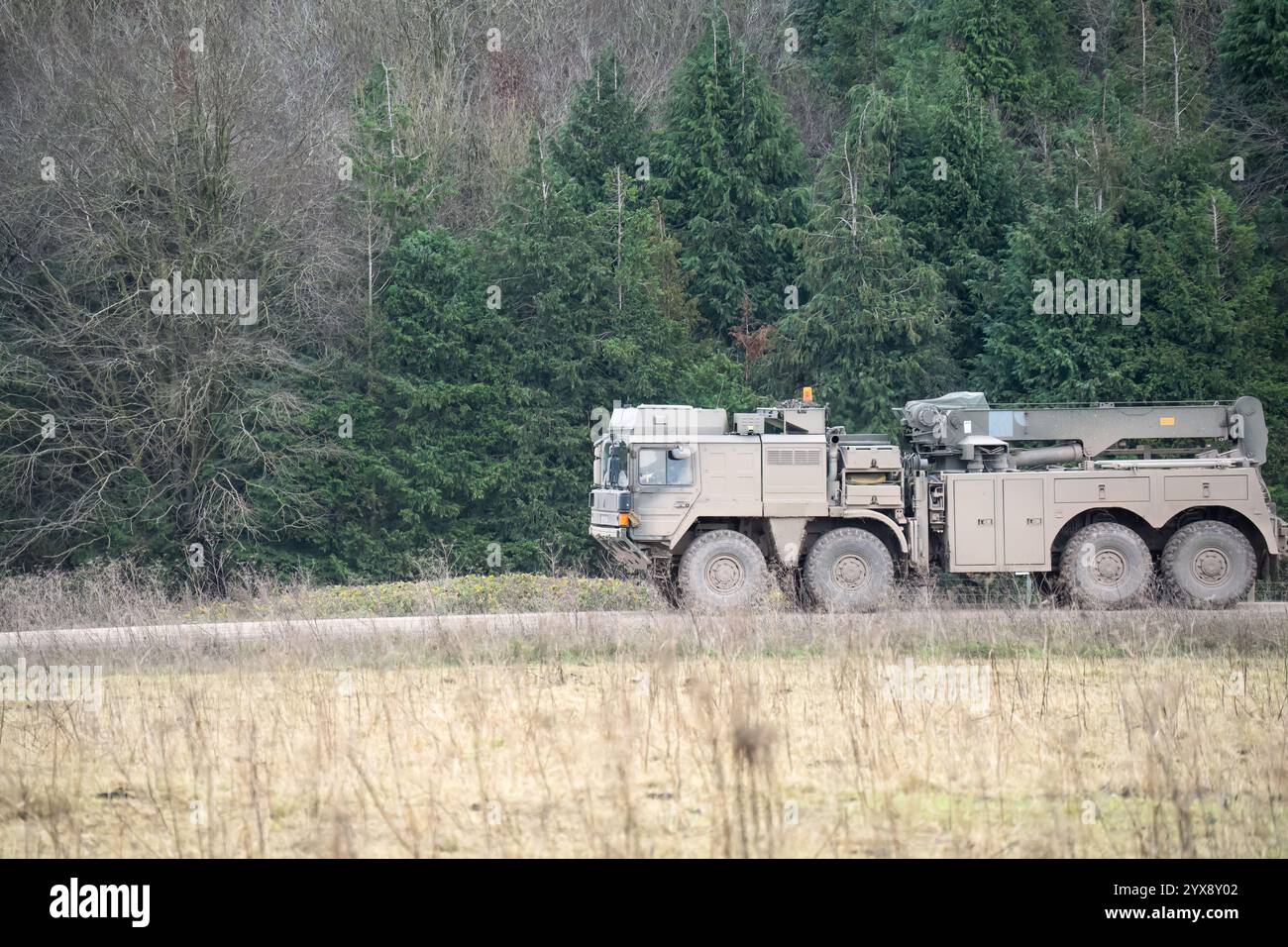 a British army MAN SVR (Support Vehicle Recovery) 8x8 Truck in motion ...