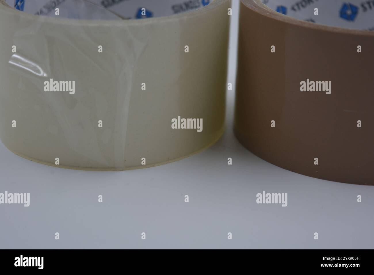 Things, stationery items. Leftovers, rolls of transparent, brown tape ...