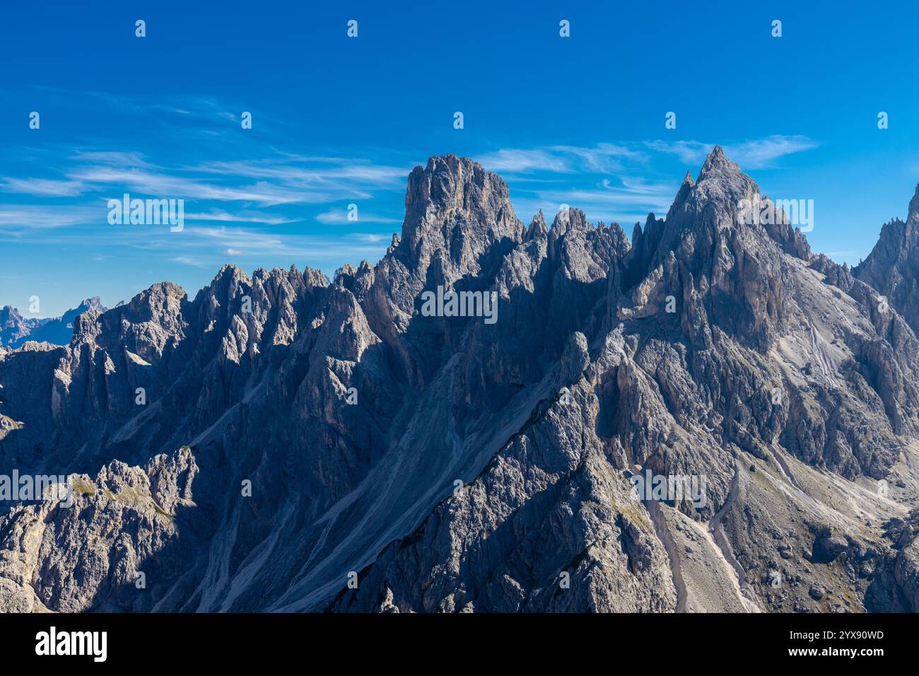 Cadini di Misurina mountain ridge group in the Dolomites. Rocky needle ...