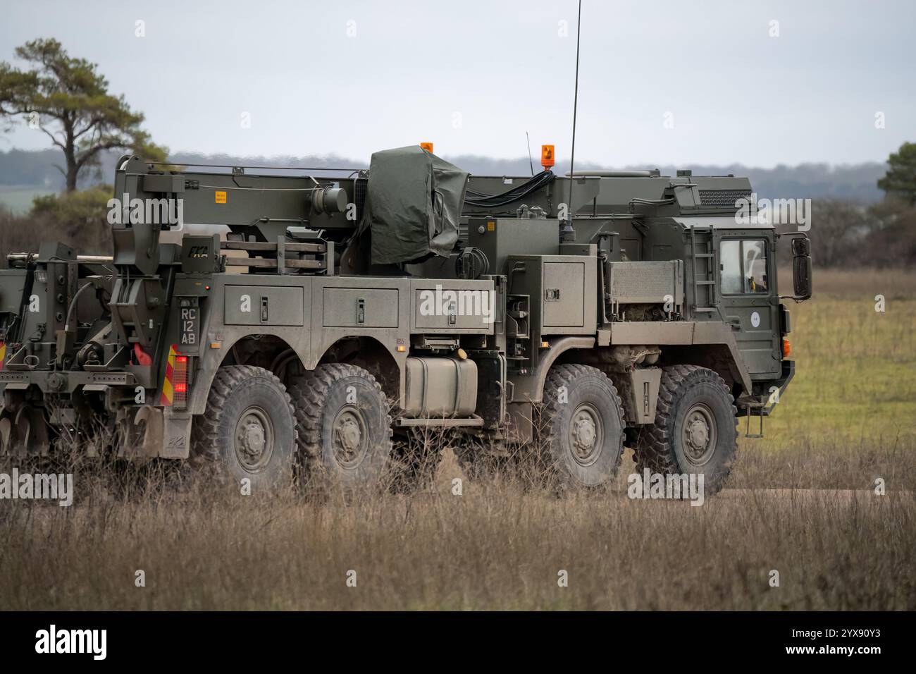 an eight wheeled heavy recovery truck in motion Stock Photo - Alamy