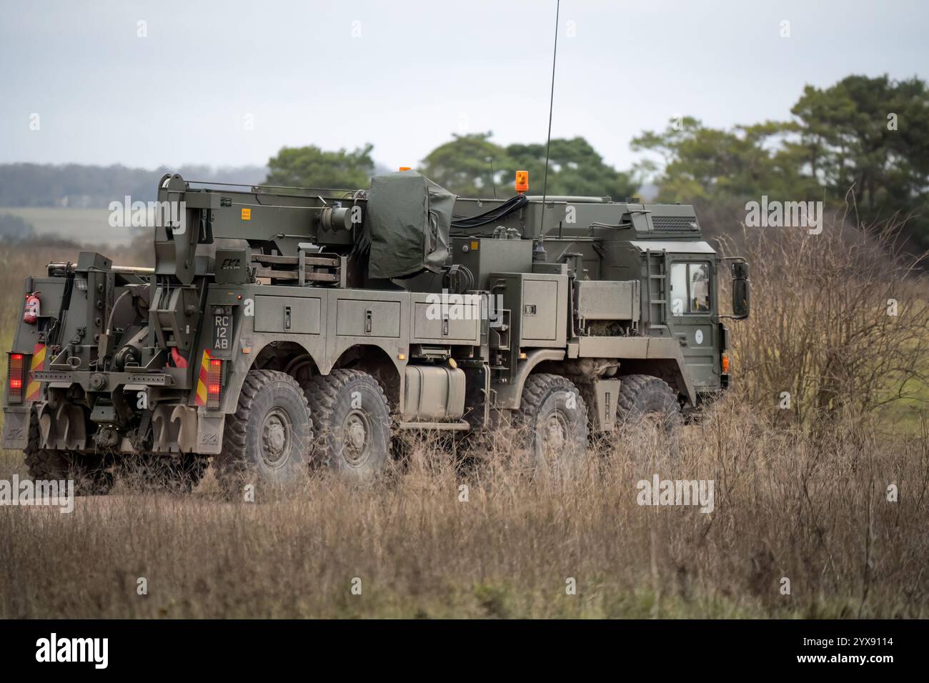 an eight wheeled heavy recovery truck in motion Stock Photo - Alamy