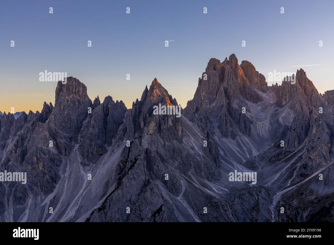 Cadini di Misurina mountain ridge group in the Dolomites. Rocky needle ...