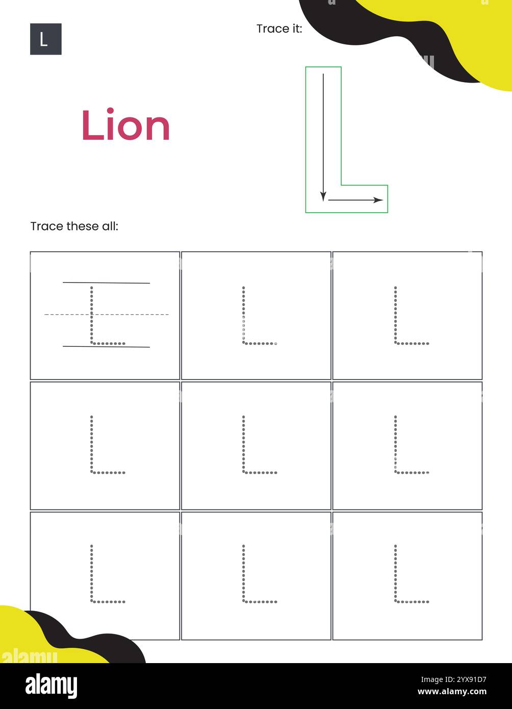 Vector illustration page for children learning uppercase ABC Stock ...