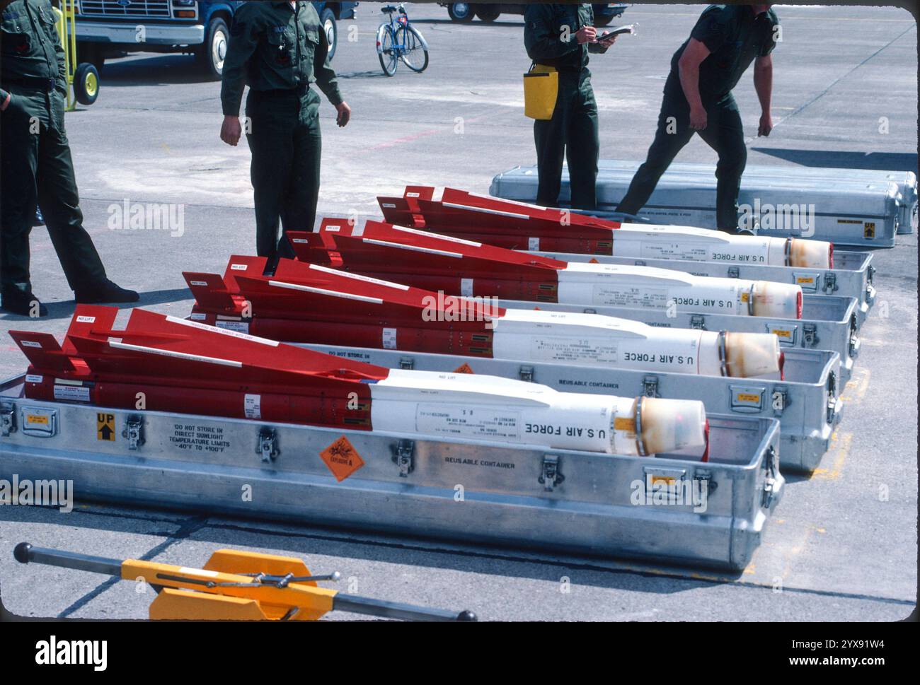 All the AIM-4 missiles are securely in caskets after a load. This was ...
