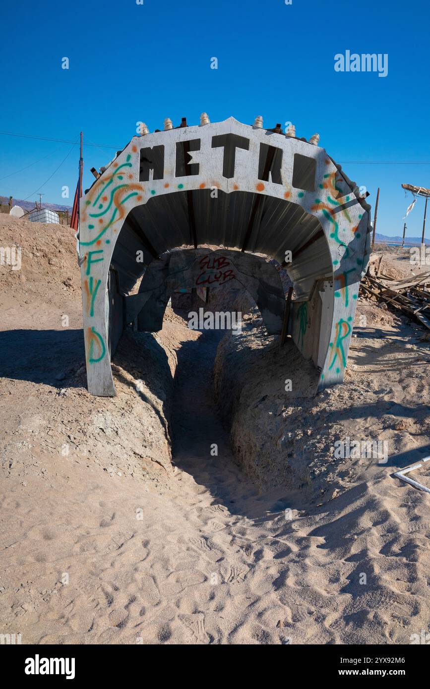 Artwork of the Metro outside in East Jesus, California. East Jesus is a ...