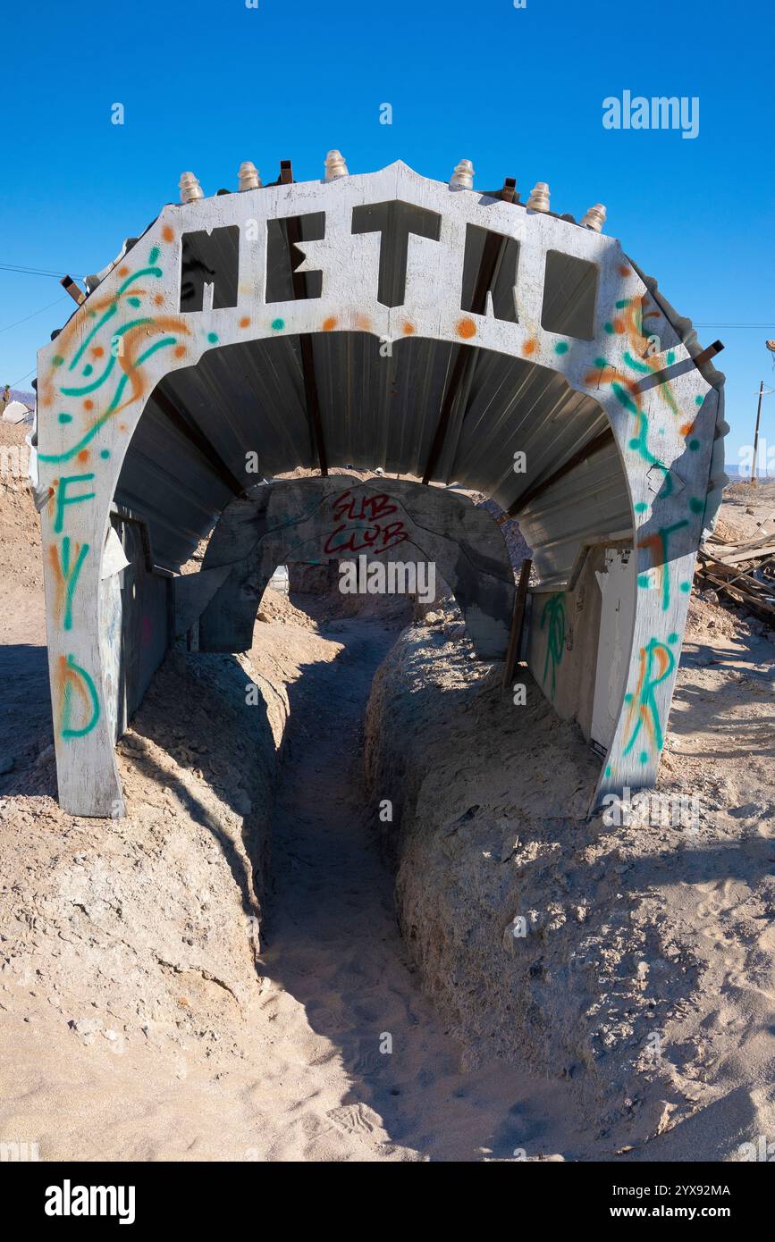 Artwork of the Metro outside in East Jesus, California. East Jesus is a ...
