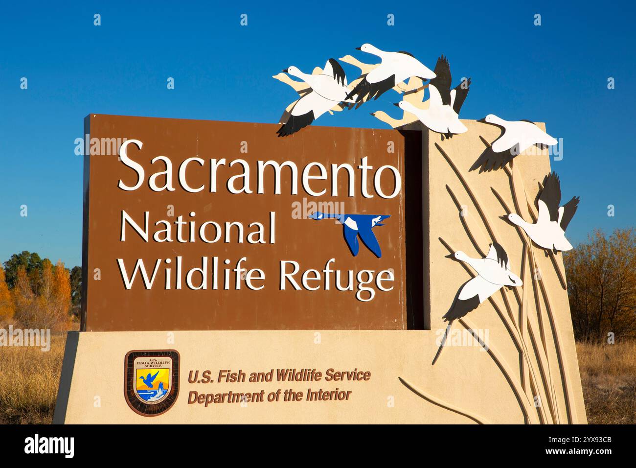 Entrance sign, Sacramento National Wildlife Refuge, California Stock ...