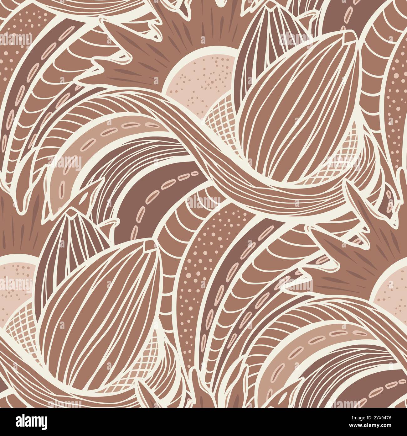Mocha Mousse Color of the Year 2025 Abstract Wavy Line Art Vector ...