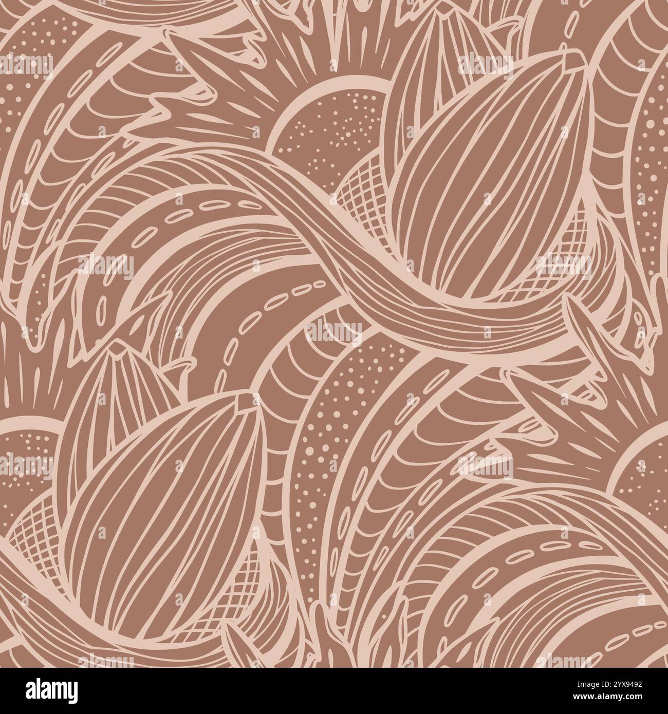 Mocha Mousse Color of the Year 2025 Abstract Wavy Line Art Vector ...
