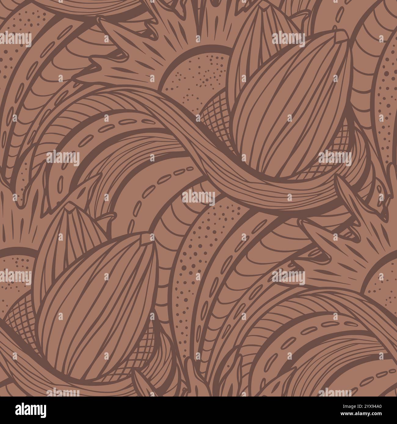 Mocha Mousse Color of the Year 2025 Abstract Wavy Line Art Vector ...